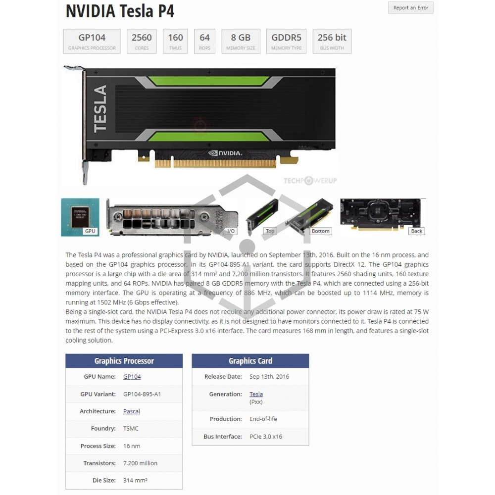 Nvidia Tesla P4 8G 빅데이터 인공지능 딥러닝 중고GPU - SUGARCUBE