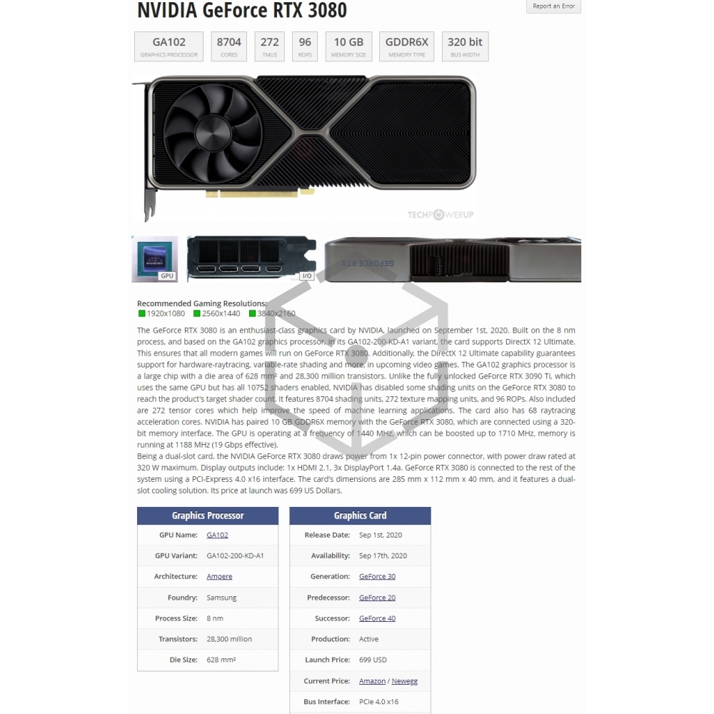 Nvidia RTX3080 10G 영상편집 렌더링 딥러닝 중고GPU 블로워 - SUGARCUBE